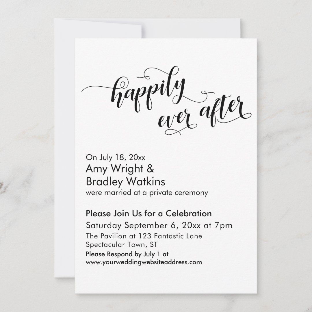 Happily Ever After Script Post-Wedding Celebration Invitation | Zazzle