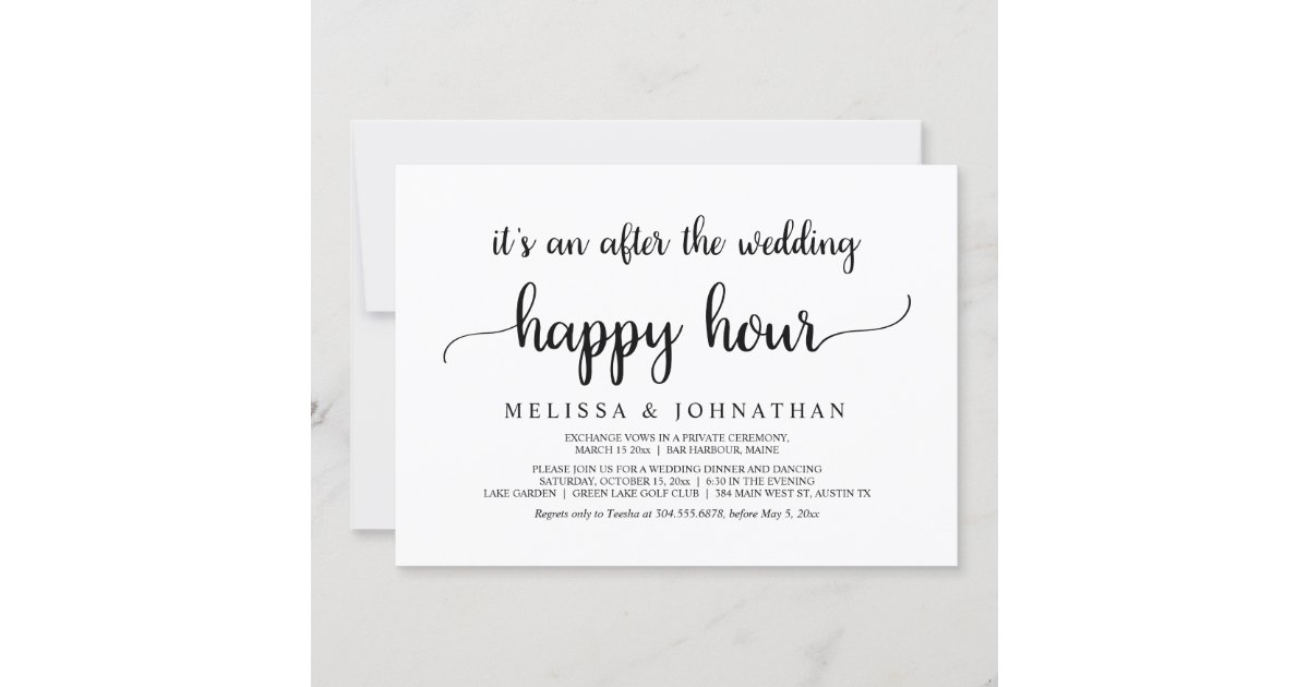 Happily Ever After Wedding Elopement Happy Hour Invitation | Zazzle