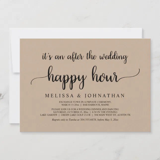Happily Ever After Wedding Elopement Happy Hour Invitation | Zazzle