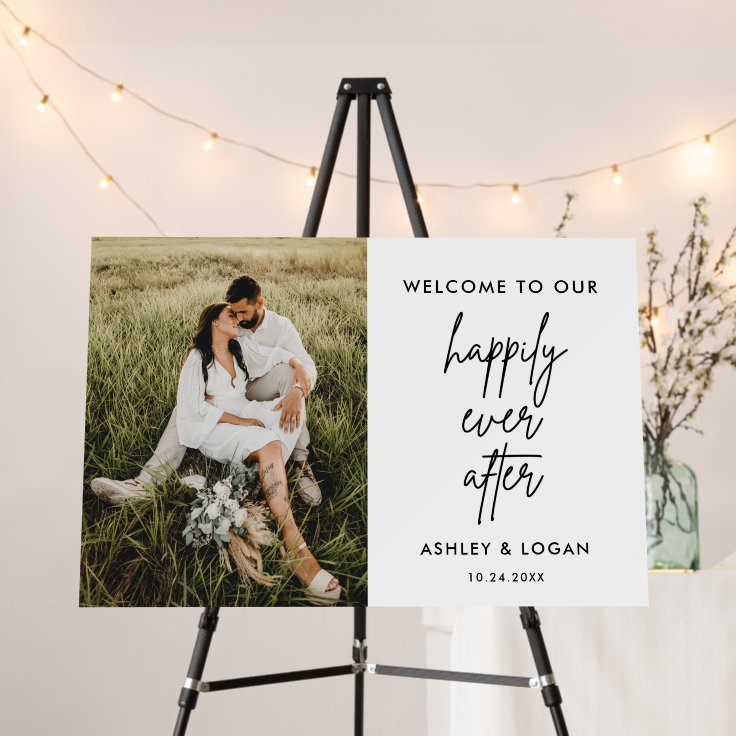 Happily Ever After Wedding Photo Welcome Sign | Zazzle