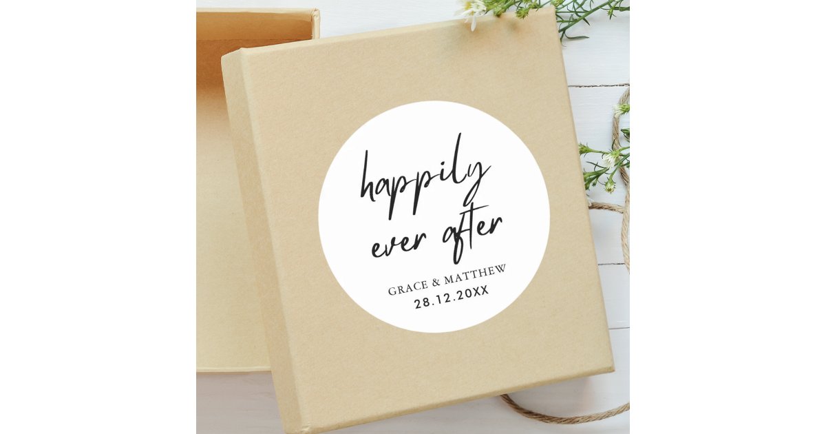 Happily Ever After Wedding Reception Party Classic Round Sticker | Zazzle