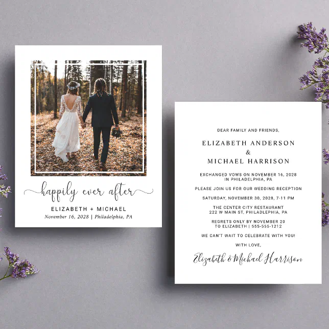 Happily Ever After Wedding Reception Photo Invite | Zazzle