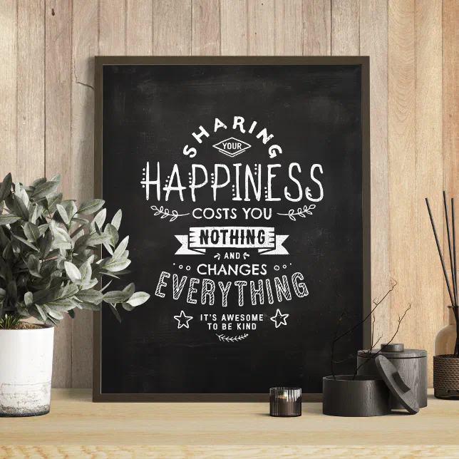 Happiness Changes Everything Inspirational Quote Poster | Zazzle
