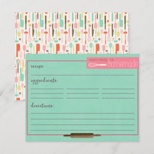 Happiness Is Homemade Recipe Cards-Teal | Zazzle