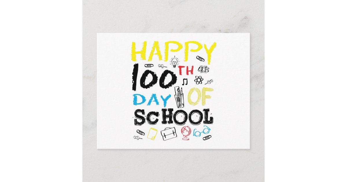 Happy 100th 100 Days of School Postcard | Zazzle