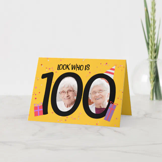 Happy 100th Birthday Big 100 Picture Frame Holiday Card | Zazzle