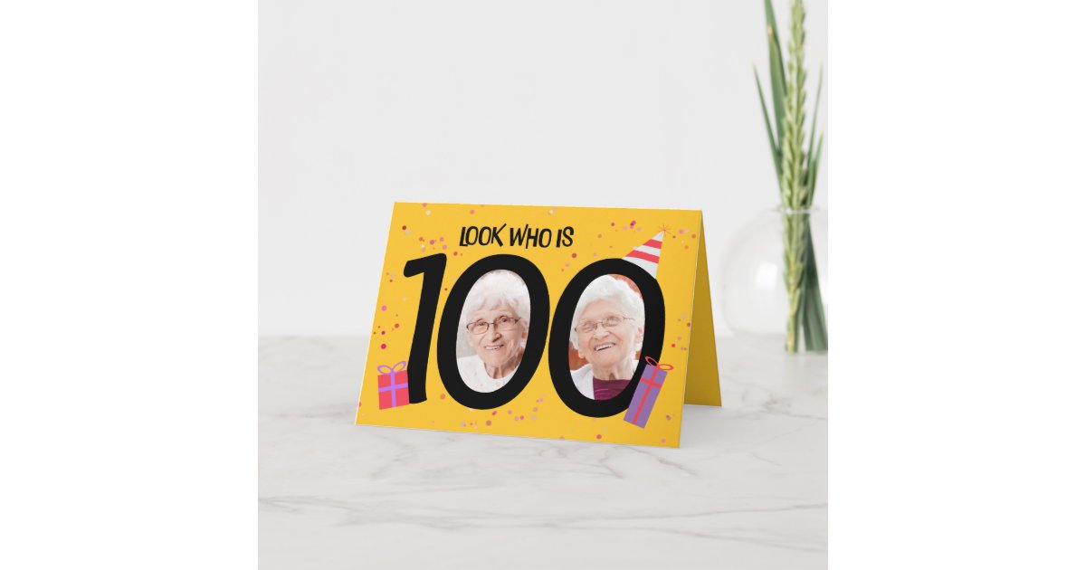 Happy 100th Birthday Big 100 Picture Frame Holiday Card | Zazzle