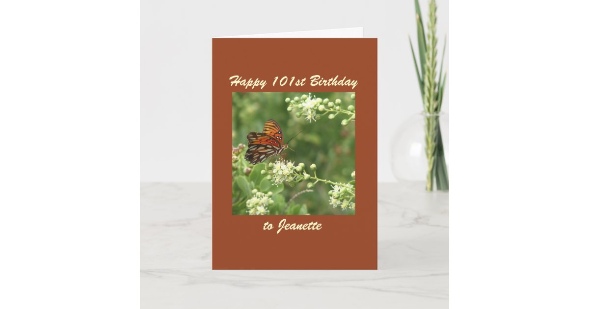 Happy 101st Birthday Greeting Card Butterfly | Zazzle