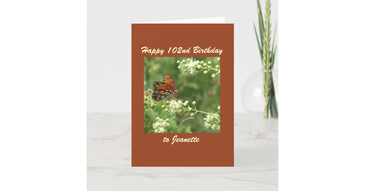 Happy 102nd Birthday Greeting Card Butterfly | Zazzle.com