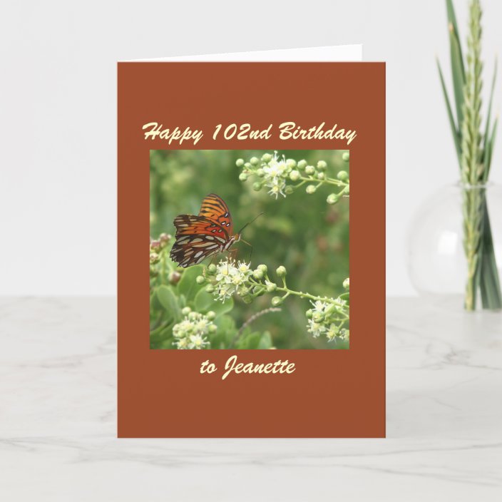 Happy 102nd Birthday Greeting Card Butterfly | Zazzle.com