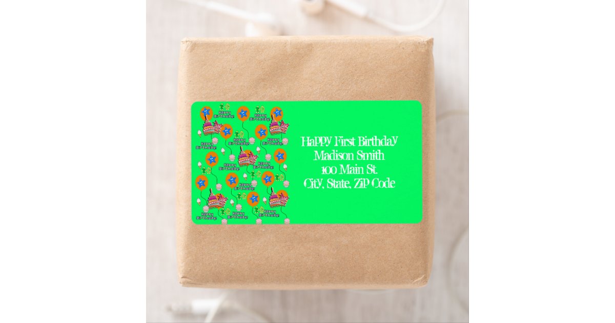 Happy 10th Birthday Address Labels, Green Label | Zazzle