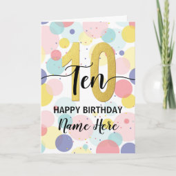 Happy 10th Birthday Pastel Rainbow Gold Woman Card | Zazzle