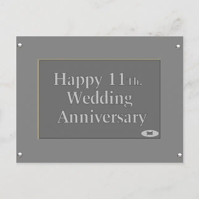Happy 11Th. Wedding Anniversary Steel Postcard | Zazzle