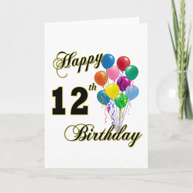 Happy 12th Birthday Gifts and Birthday Apparel Card | Zazzle