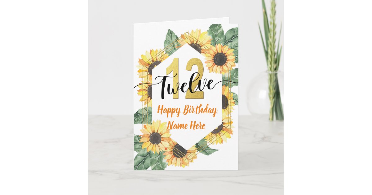 Happy 12th Birthday Sunflower Greeting Card | Zazzle