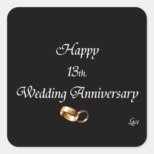 Happy 13th. Wedding Anniversary Lace Square Sticker | Zazzle.com