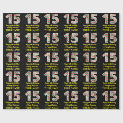 Happy 15th Birthday & Merry Christmas, Custom Name Wrapping Paper | Zazzle