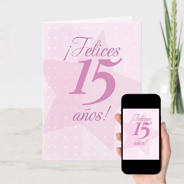 Happy 15th Birthday, Spanish, Quinceanera, Pink St Card | Zazzle