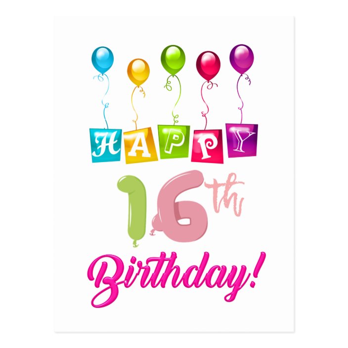 Happy 16th Birthday Postcard | Zazzle.com