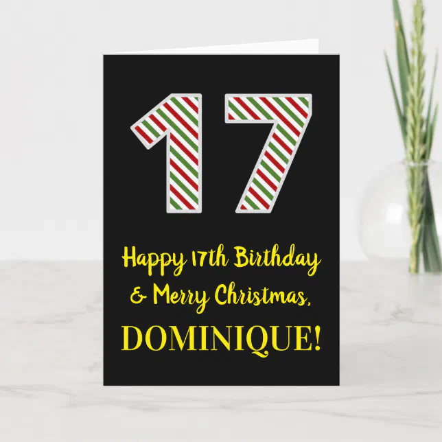 Happy 17th Birthday & Merry Christmas, Custom Name Card | Zazzle