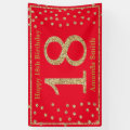 Happy 18th Birthday Banner Red and Gold Glitter | Zazzle