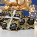 Happy 18th Birthday Black and Gold Glitter Wrapping Paper | Zazzle