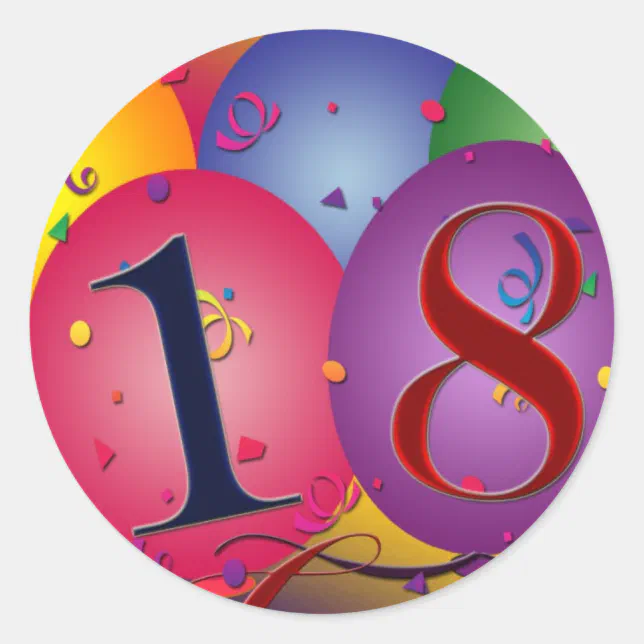 Happy 18th Birthday! Classic Round Sticker | Zazzle
