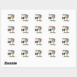 Happy 18th Birthday Gifts Classic Round Sticker | Zazzle
