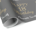 Happy 18th Birthday Gold Glitter and Gray Wrapping Paper | Zazzle