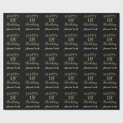 Happy 18th Birthday Gold Glitter Wrapping Paper | Zazzle