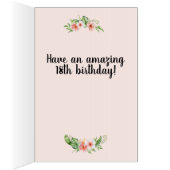 Happy 18th Birthday Pink Glitter Floral Name Jumbo Card | Zazzle