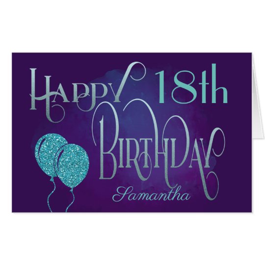 Happy 18th Birthday Purple Decorative Text Card | Zazzle.com