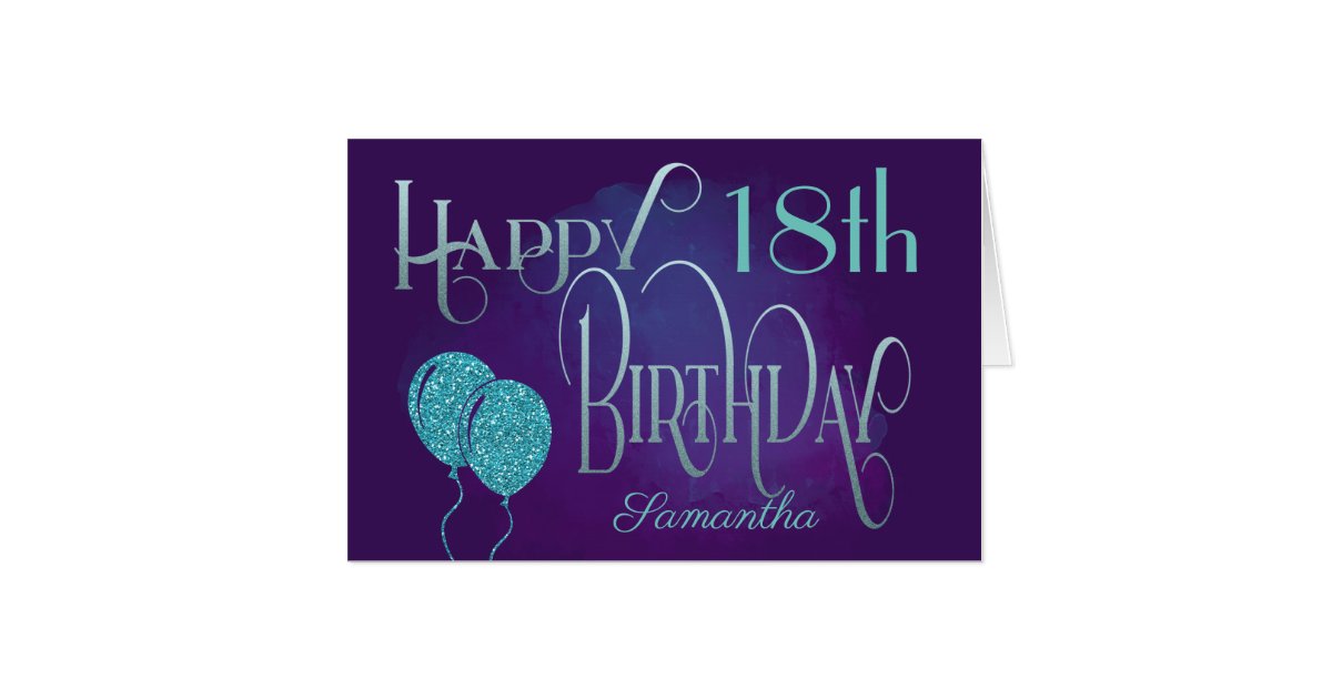 Happy 18th Birthday Purple Decorative Text Card | Zazzle