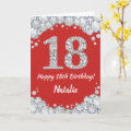 Happy 18th Birthday Red and Silver Glitter Card | Zazzle