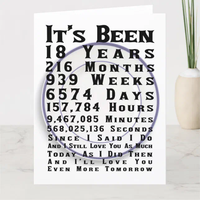 Happy 18th Porcelain Wedding Anniversary Card | Zazzle