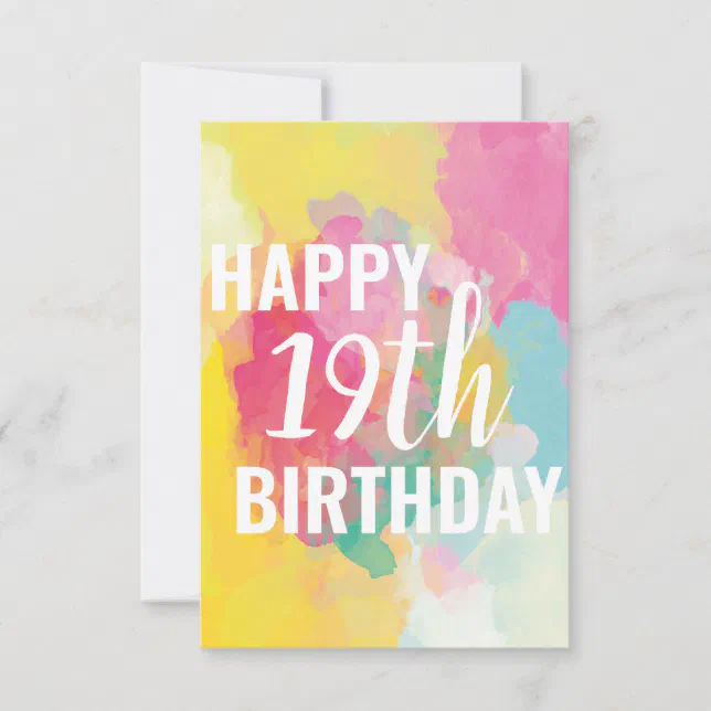 Happy 19th Birthday Card ("Watercolour Gradients") | Zazzle