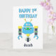 Happy 1st Birthday Blue Robot Card | Zazzle