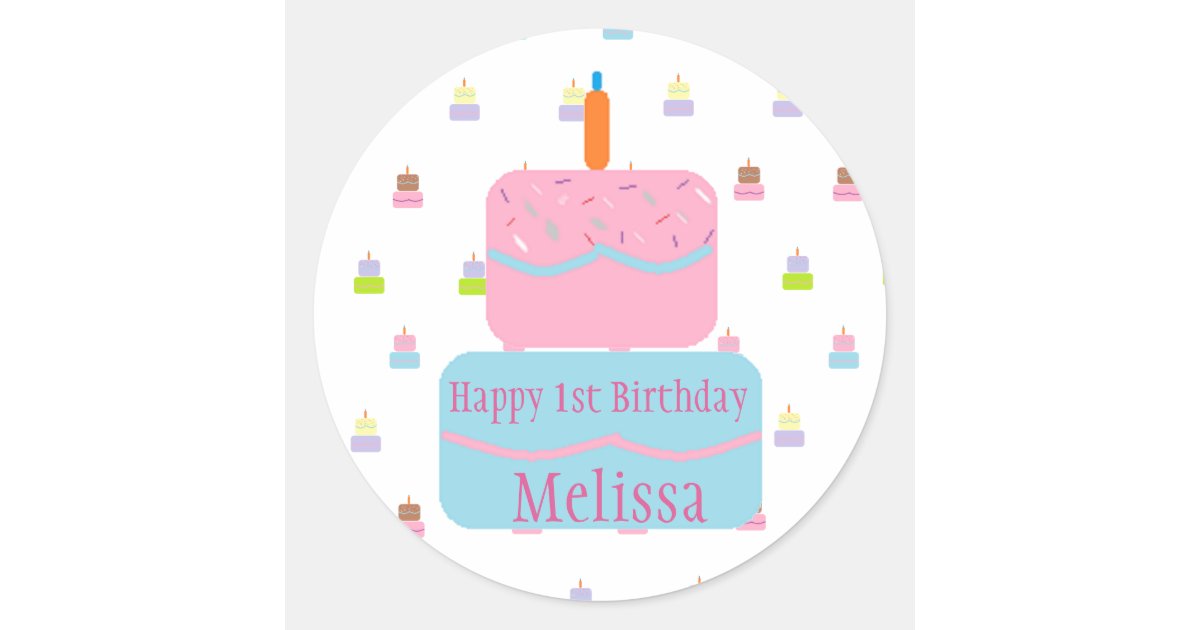 Happy 1st Birthday Personalized Stickers | Zazzle