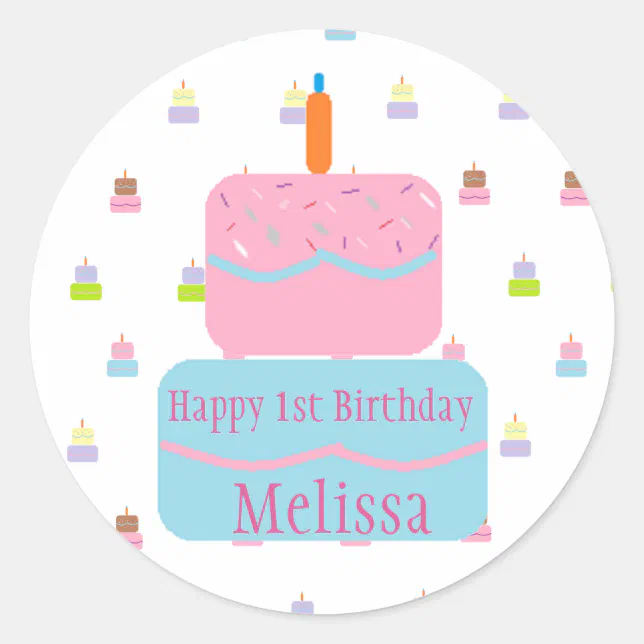 Happy 1st Birthday Personalized Stickers | Zazzle