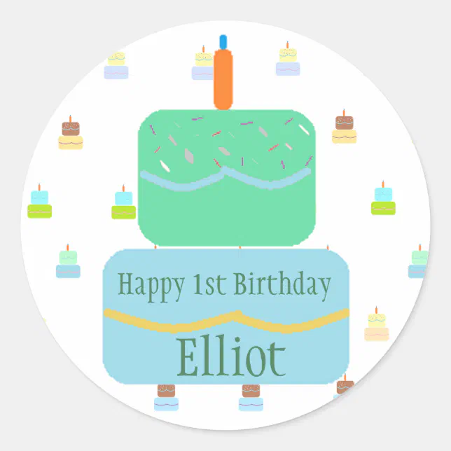 Happy 1st Birthday Personalized Stickers | Zazzle