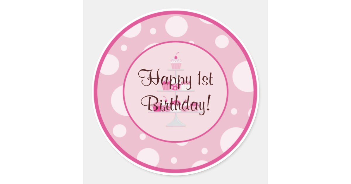 Happy 1st Birthday Sticker | Zazzle