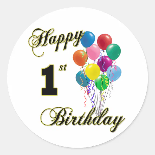 Happy 1st Birthday Sticker | Zazzle