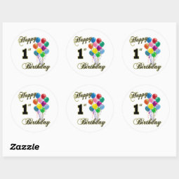 Happy 1st Birthday Sticker | Zazzle