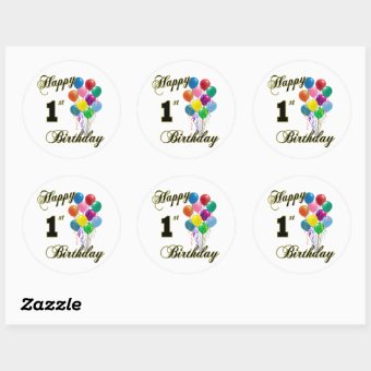 Happy 1st Birthday Sticker | Zazzle