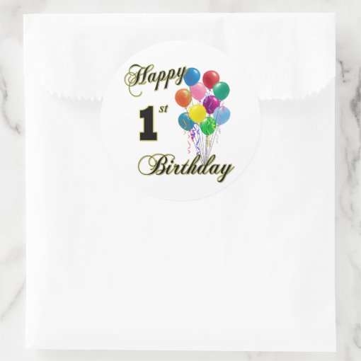 Happy 1st Birthday Sticker | Zazzle