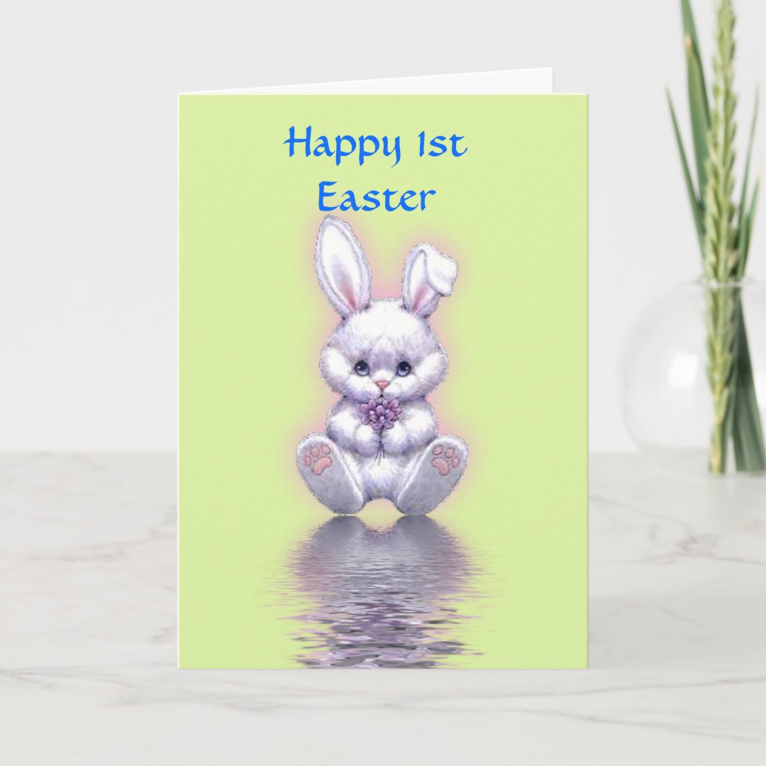 Happy 1st Easter with bunny baby's first easter Holiday Card | Zazzle