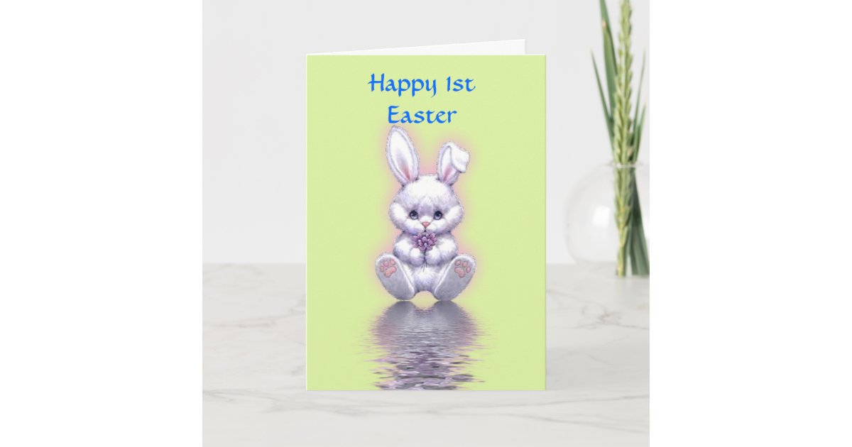 Happy 1st Easter with bunny baby's first easter Holiday Card | Zazzle