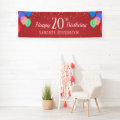 Happy 20th Birthday Confetti and Balloons Banner | Zazzle