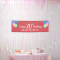 Happy 20th Birthday Confetti and Balloons Banner | Zazzle