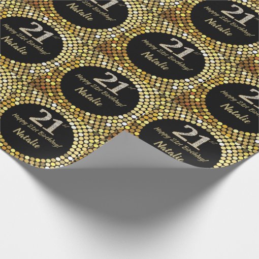 Happy 21st Birthday Black and Gold Glitter Wrapping Paper | Zazzle